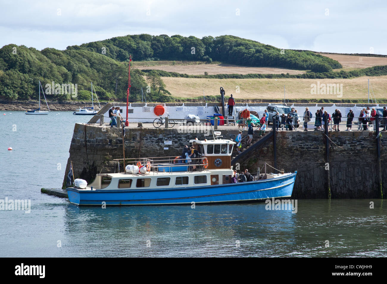Ferry Boat at St Mawes harbour on the Fal estuary, Cornwall, England ...