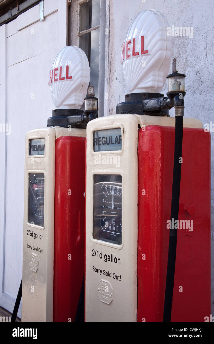Shell petrol pump, St Mawes Harbour Cornwall England Stock Photo - Alamy