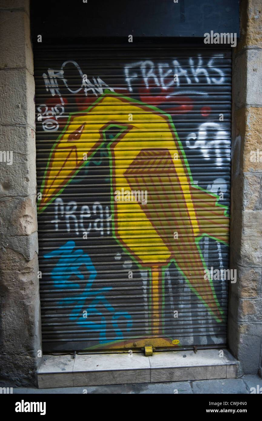 Street art painted on roller shutter hi-res stock photography and ...