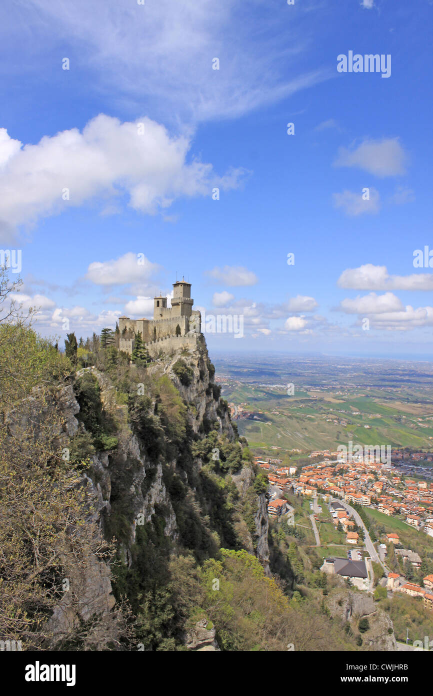 San Marino. Fortress on Mount Titano and the view of the surrounding ...