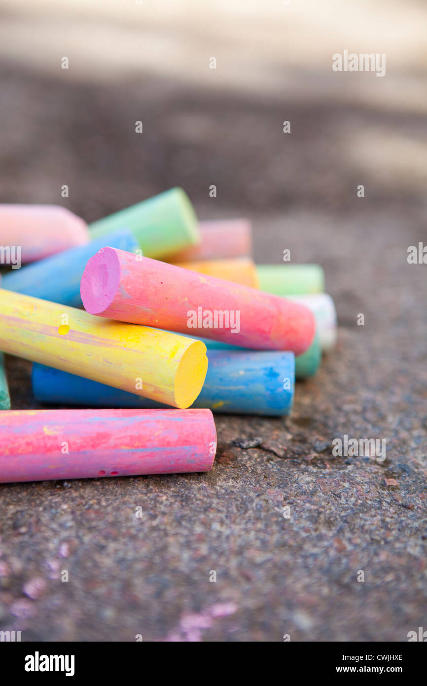 Close-up of colorful crayons outdoors for drawing Stock Photo - Alamy