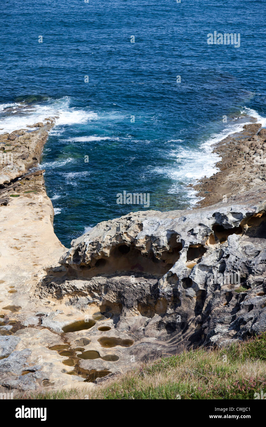 The sandstone seashore at Jaizkibel on the Guipuzcoa coastline (Spain ...