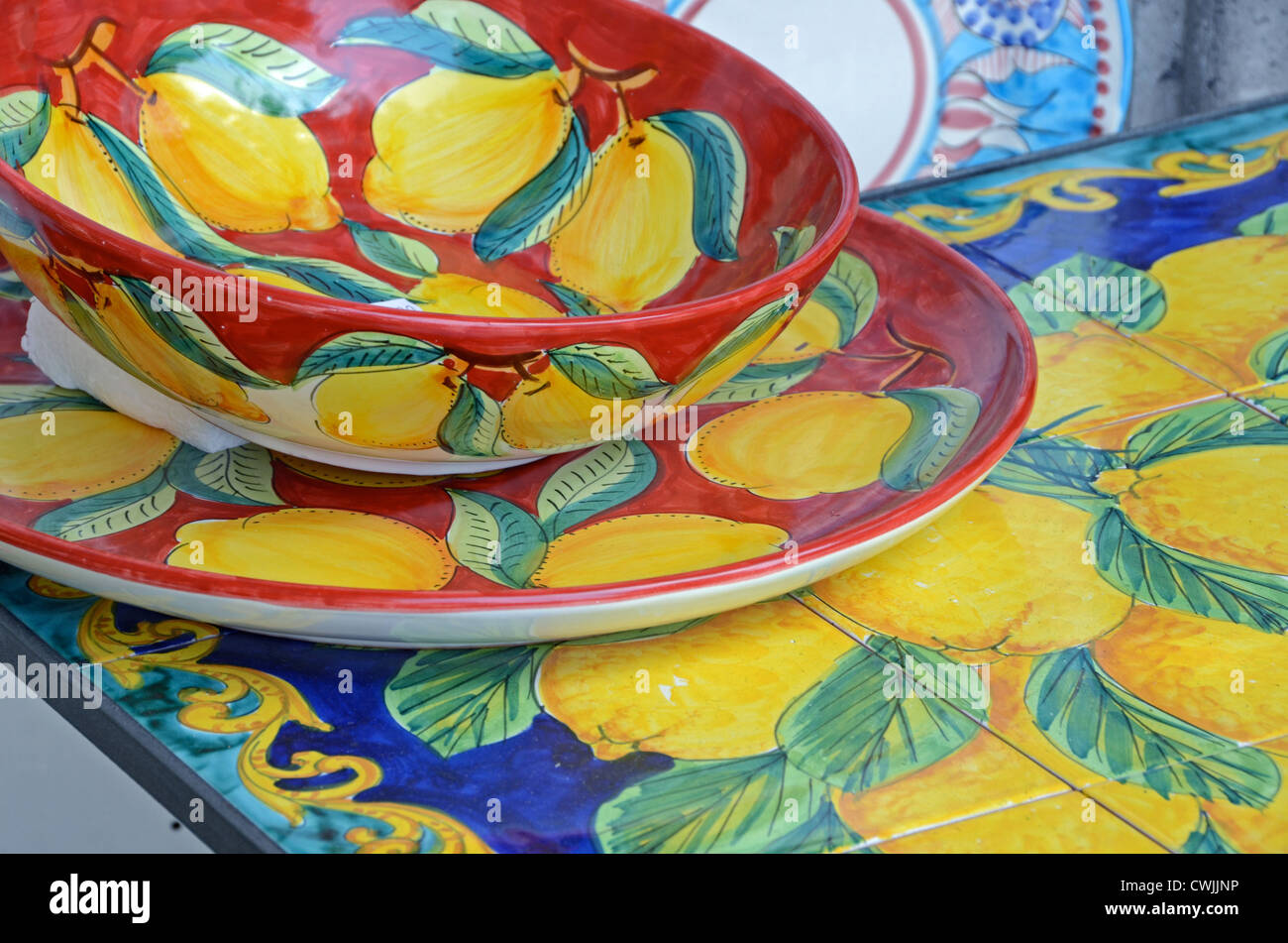 Italian hand-painted ceramics Stock Photo - Alamy