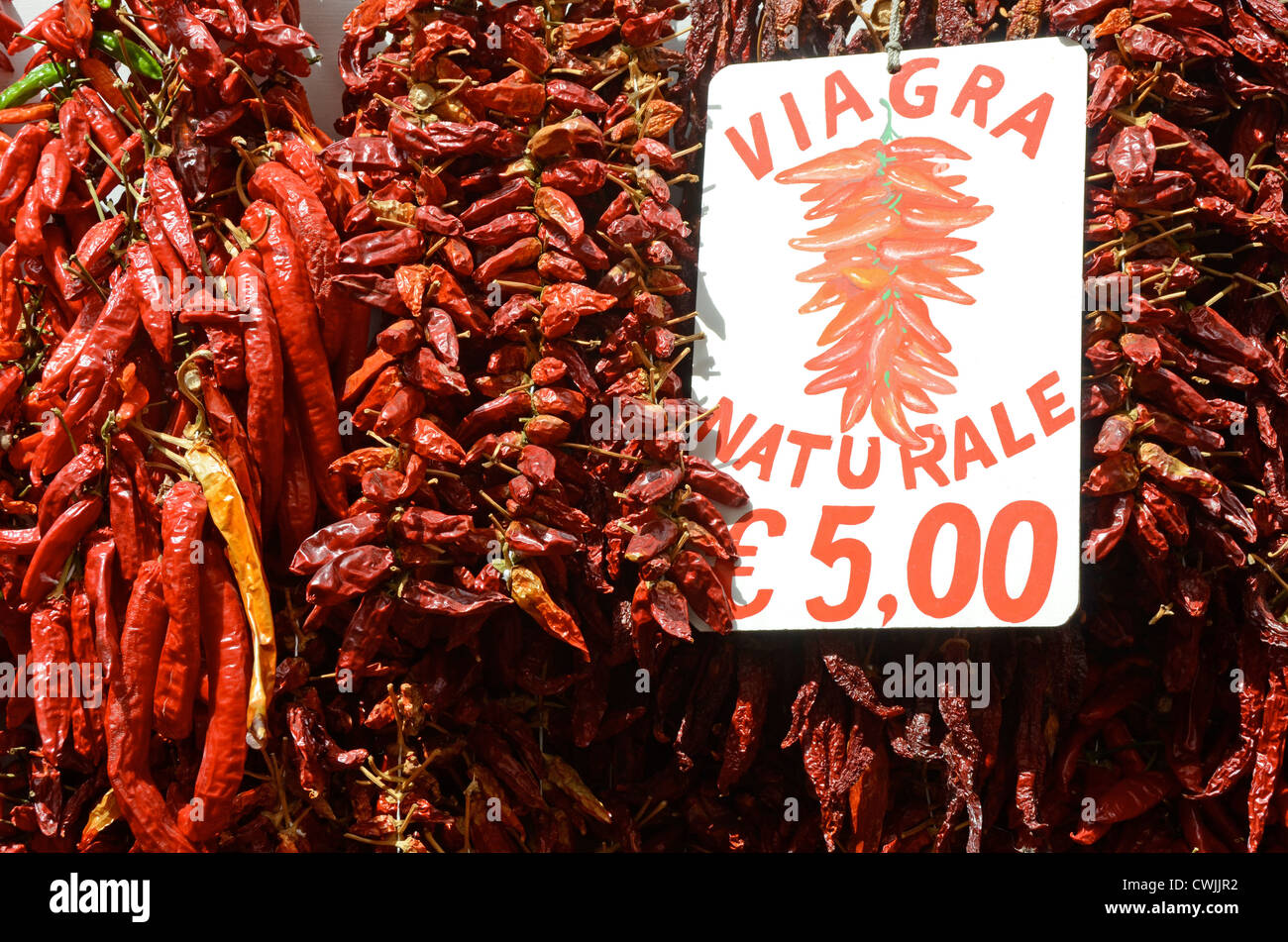 Dried chilli peppers for sale, Italy Stock Photo - Alamy
