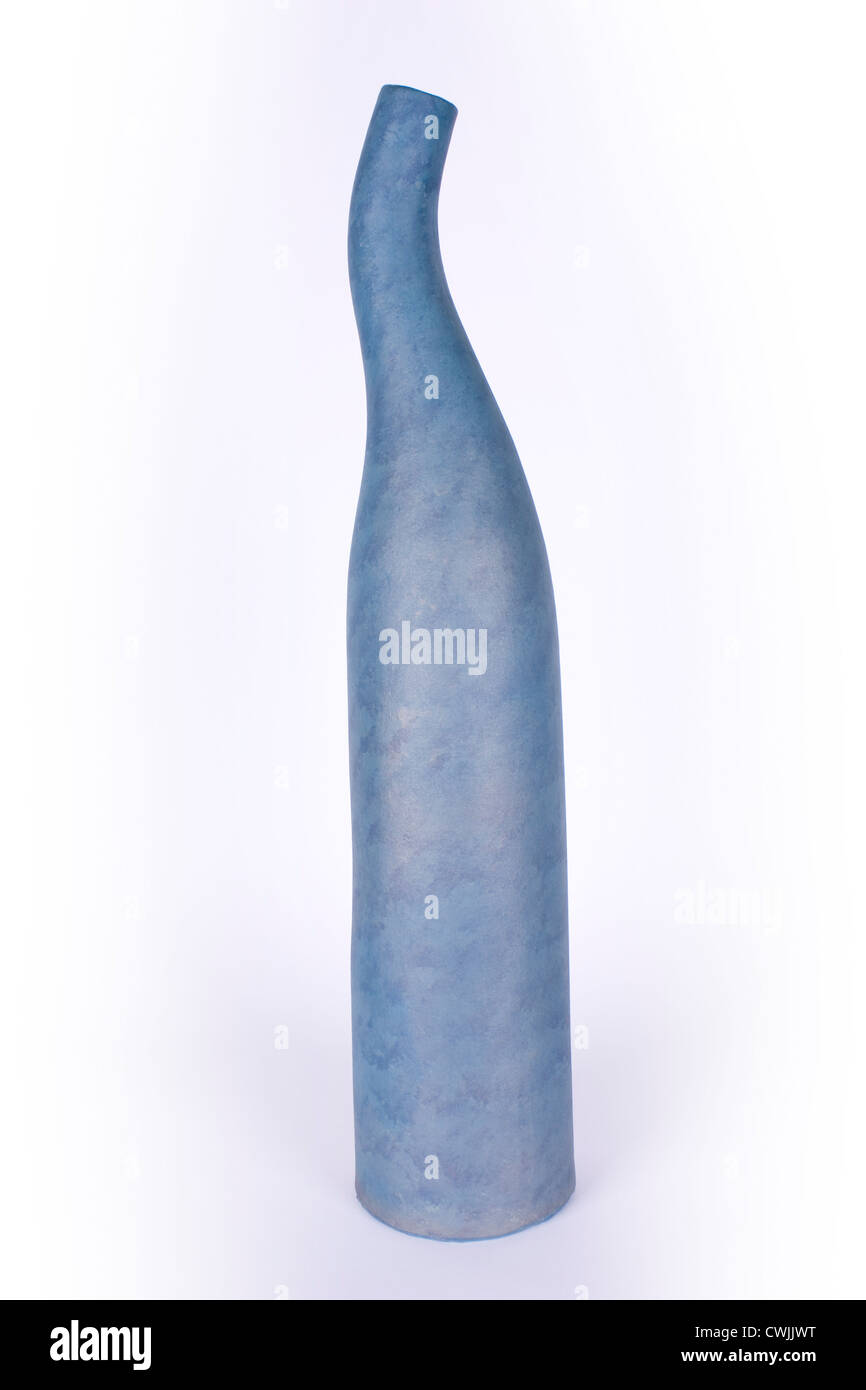 Unusual Blue Vase on white background Stock Photo - Alamy