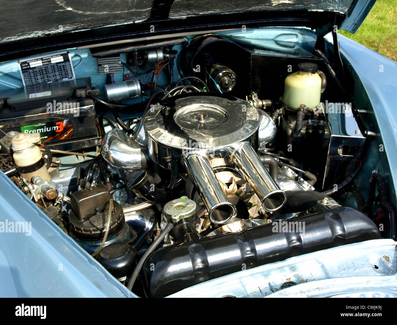 A sparkling clean Vintage Daimler V8 engine on show at the Moorgreen ...