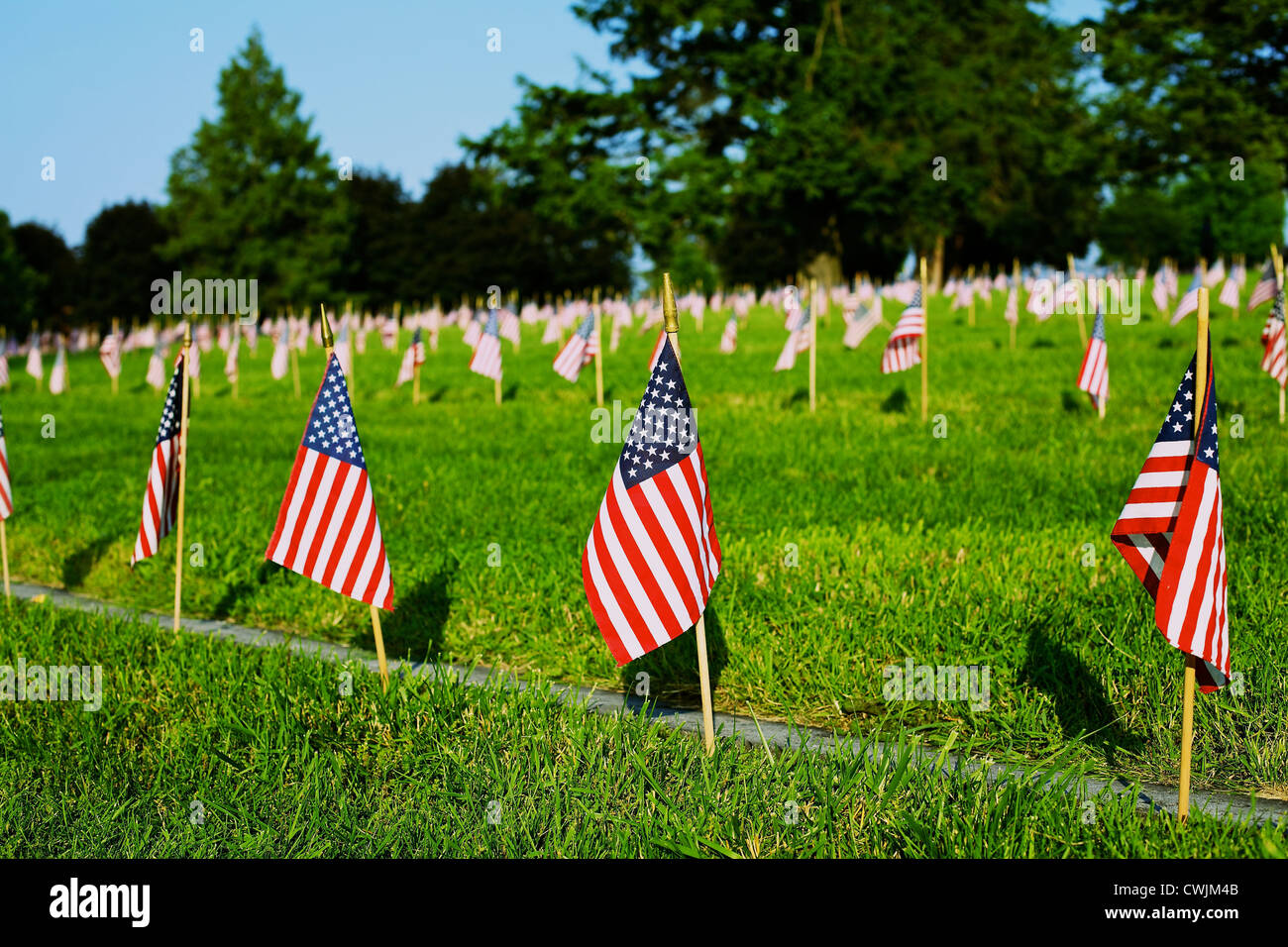 American flags at Gettysburg cemetery Stock Photo - Alamy