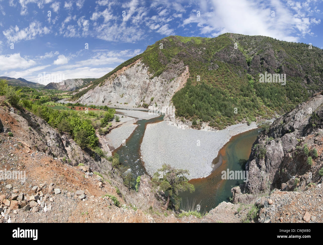 River bend near Gjegjan in the Albanian Alps Stock Photo - Alamy