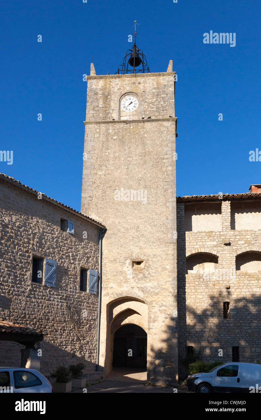 Clock tower in Viens Provence France Stock Photo - Alamy