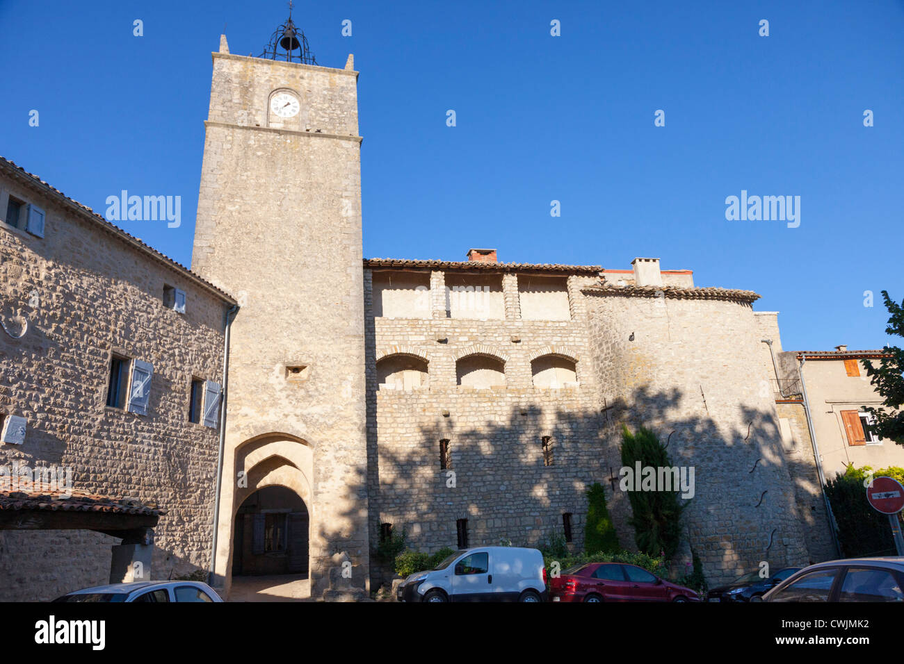 Clock tower in Viens Provence France Stock Photo - Alamy