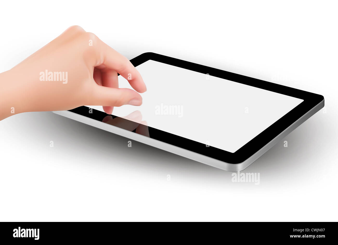 Fingers pinching to zoom tablet's screen Stock Photo - Alamy