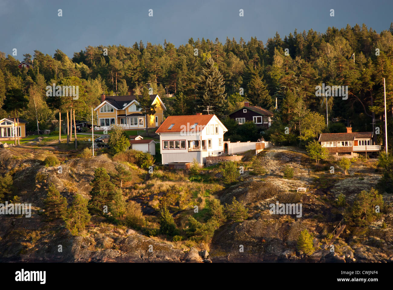 Traveling at South East Sweden - small cosu houses at typical rocky ...