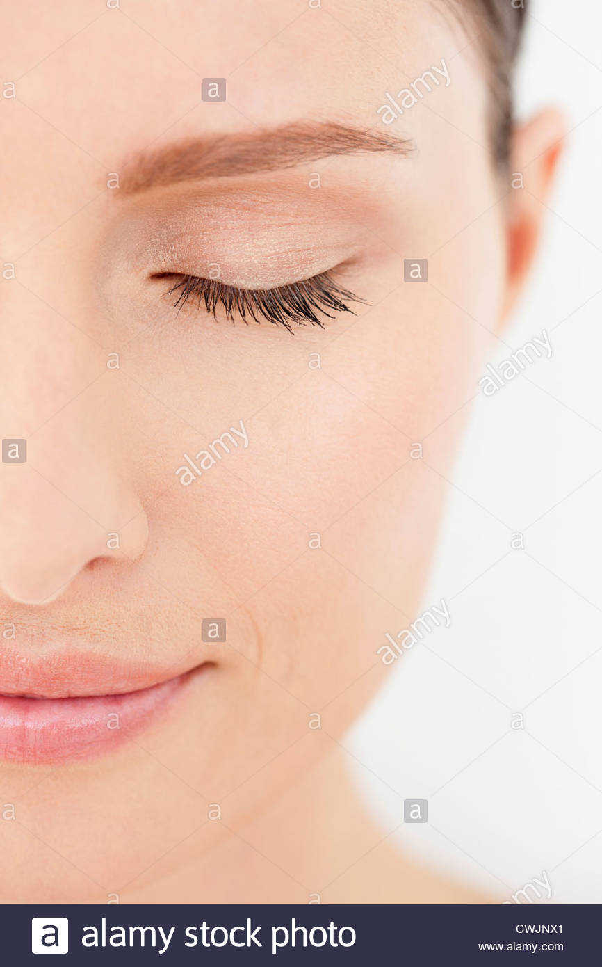 Eyes Closed And Close Up And Smile Stock Photos & Eyes Closed And Close ...
