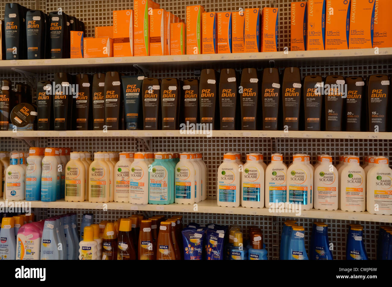 Sun tan lotion display hi-res stock photography and images - Alamy