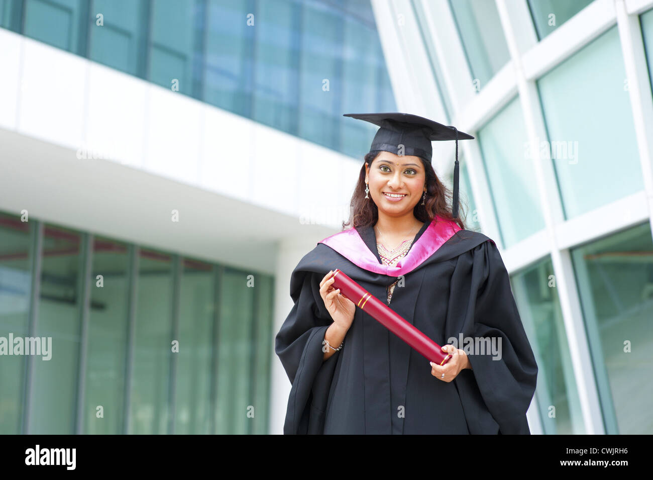 Happy Indian female student on her graduation day Stock Photo - Alamy