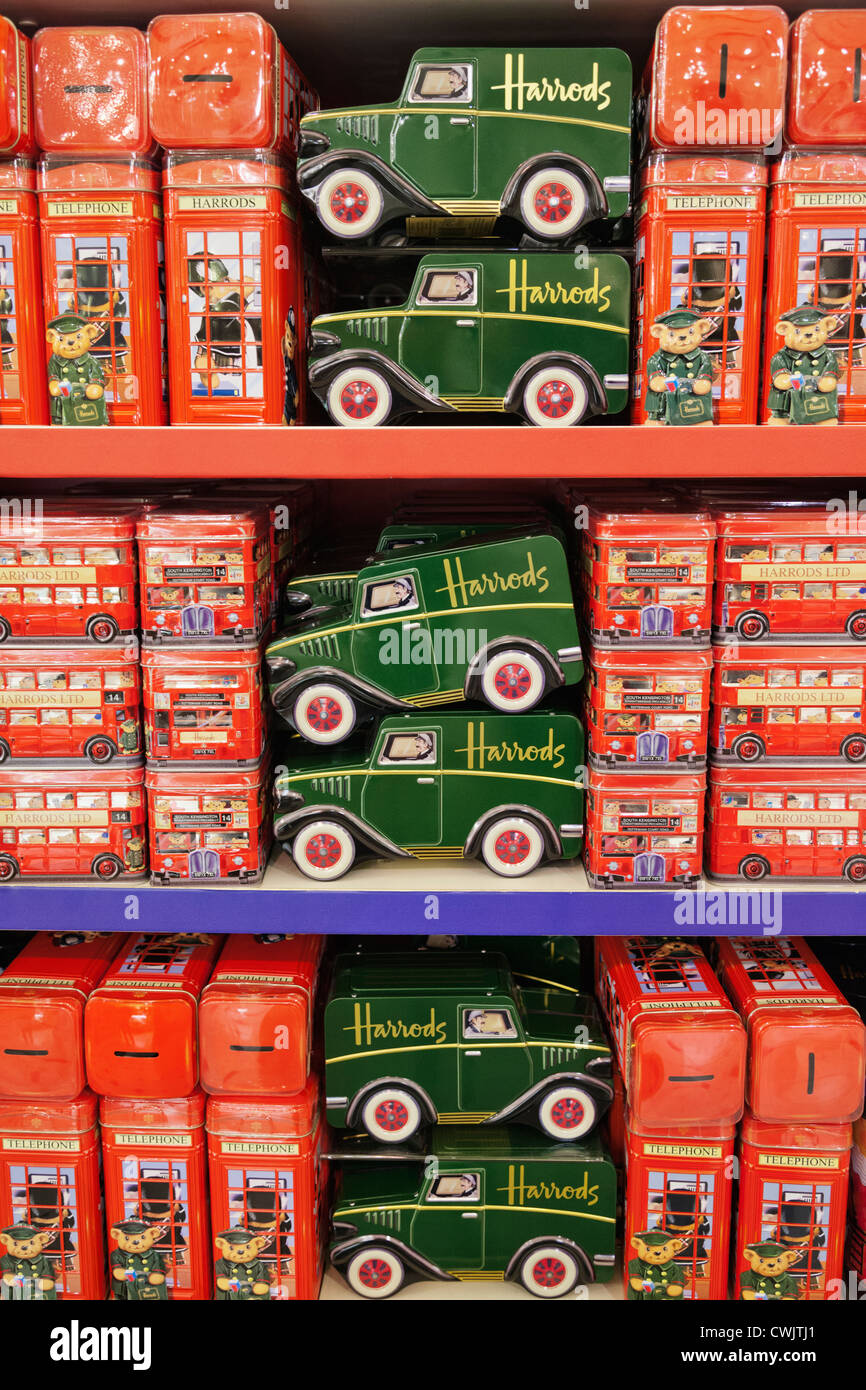 England, London, Knightsbridge, Harrods, Display of Harrods Souvenir ...