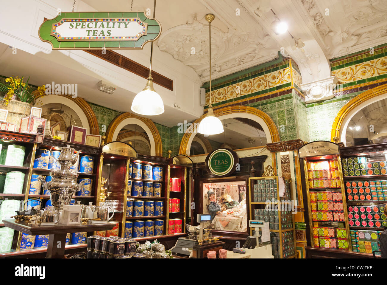 England, London, Knightsbridge, Harrods, Speciality Teas Corner Stock ...