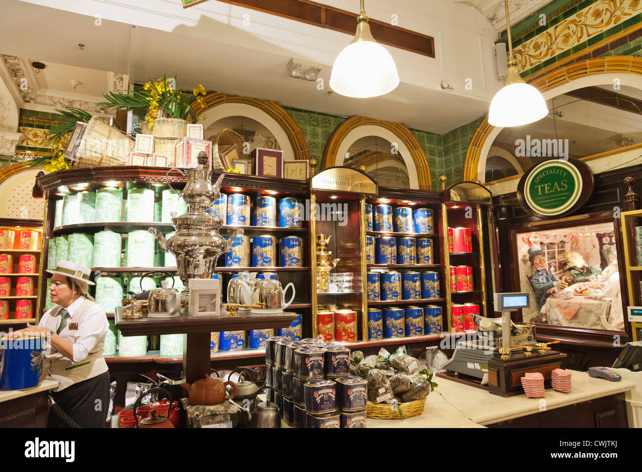 England, London, Knightsbridge, Harrods, Speciality Teas Corner Stock ...