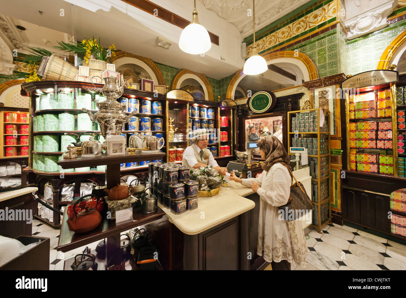 England, London, Knightsbridge, Harrods, Speciality Teas Corner Stock ...