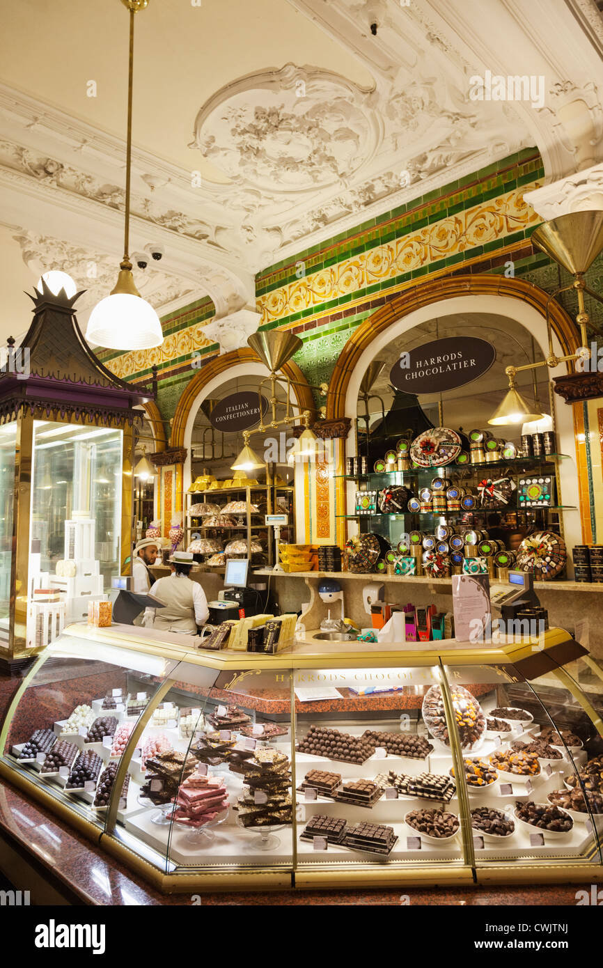 England, London, Knightsbridge, Harrods, Chocolate Counter Stock Photo ...