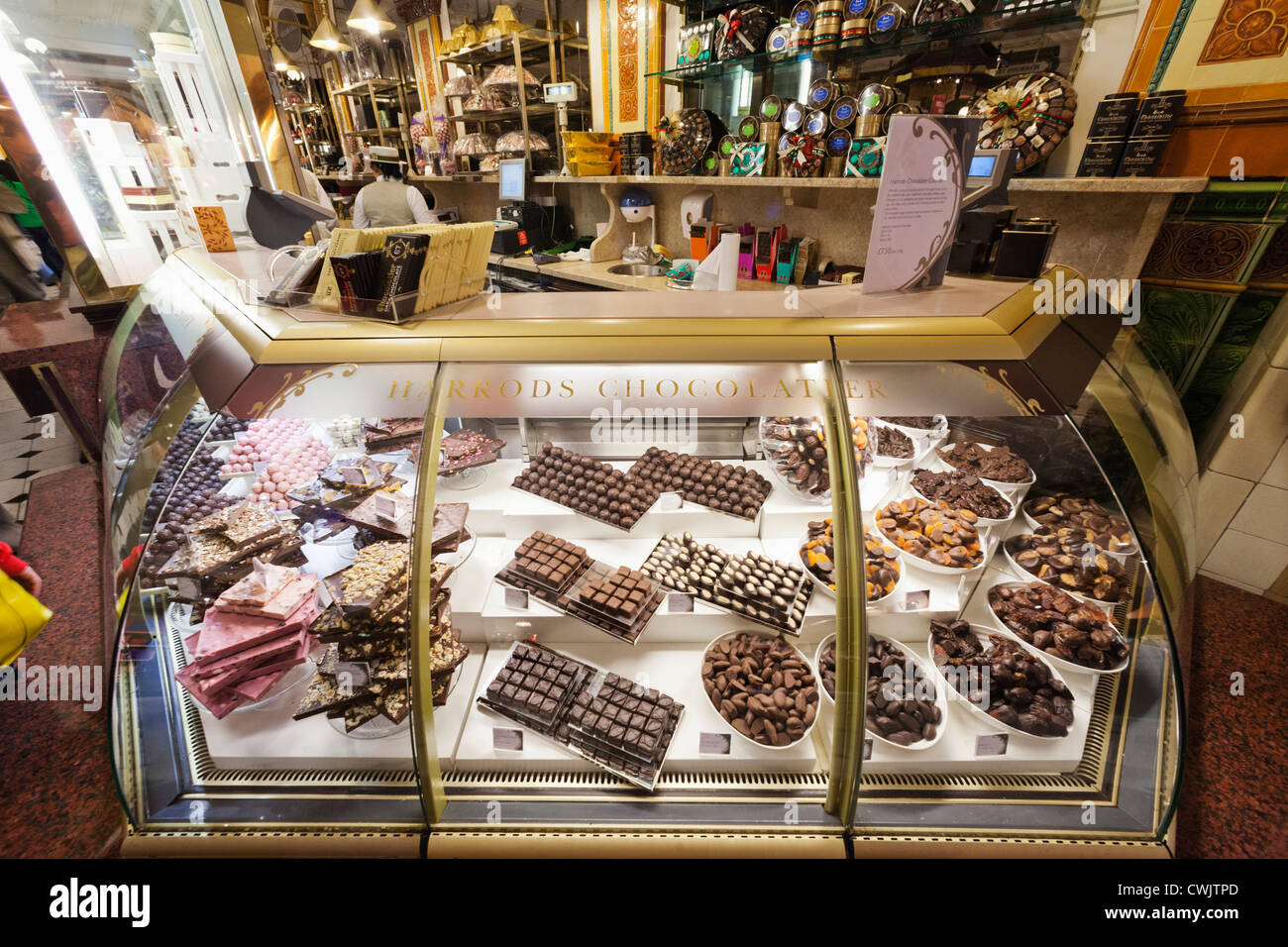 England, London, Knightsbridge, Harrods, Chocolate Counter Stock Photo ...