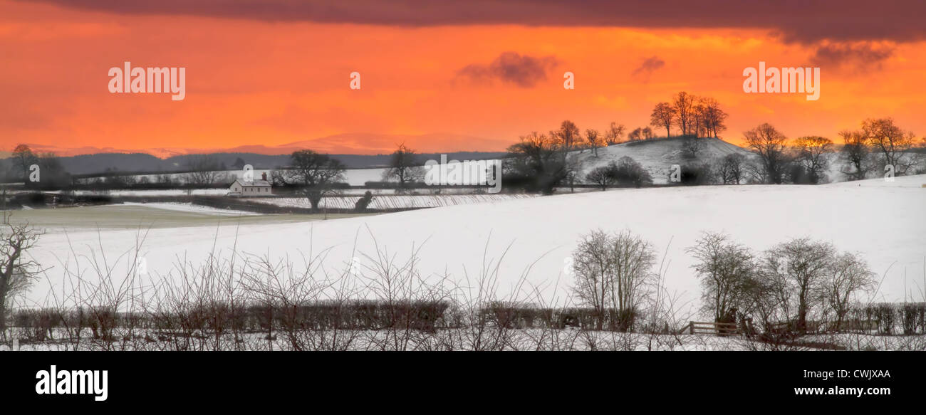 red sunset over landscape Stock Photo - Alamy