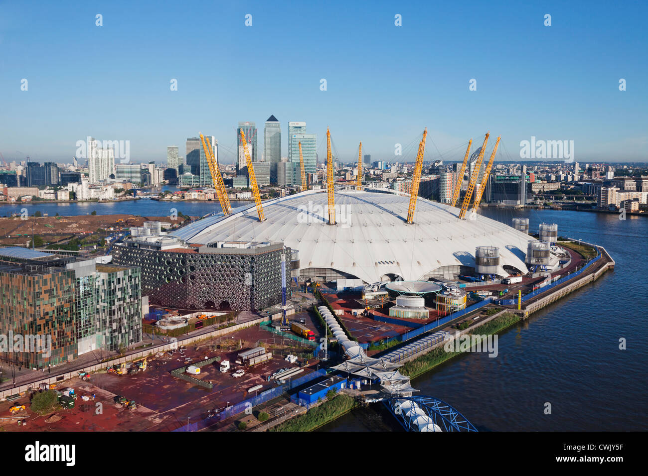 England, London, O2 Arena and Docklands Skyline Stock Photo - Alamy