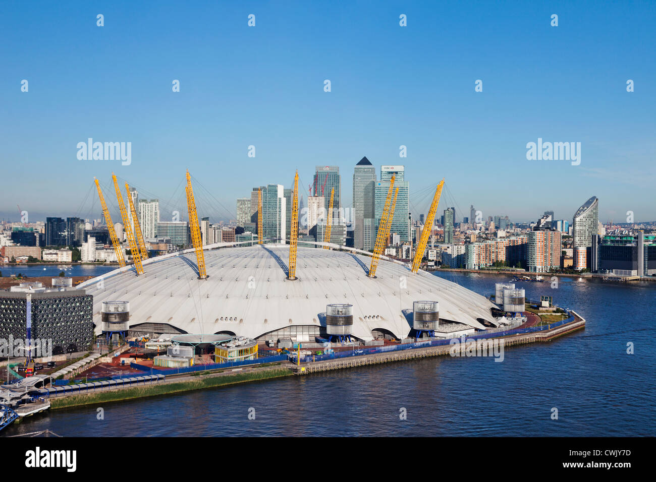 England, London, O2 Arena and Docklands Skyline Stock Photo - Alamy
