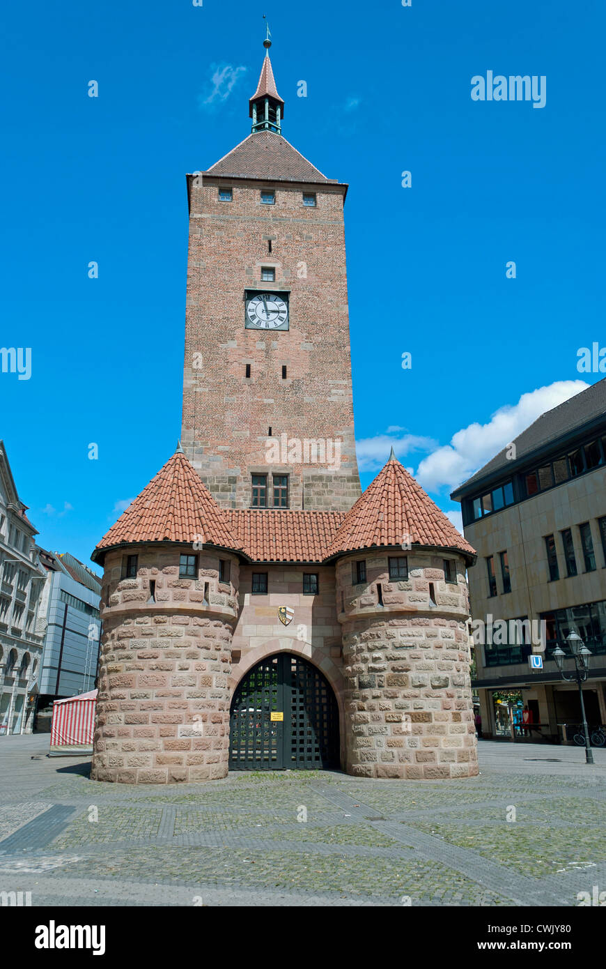White tower or Weisser Turm in the center of Nuremberg, Germany Stock ...