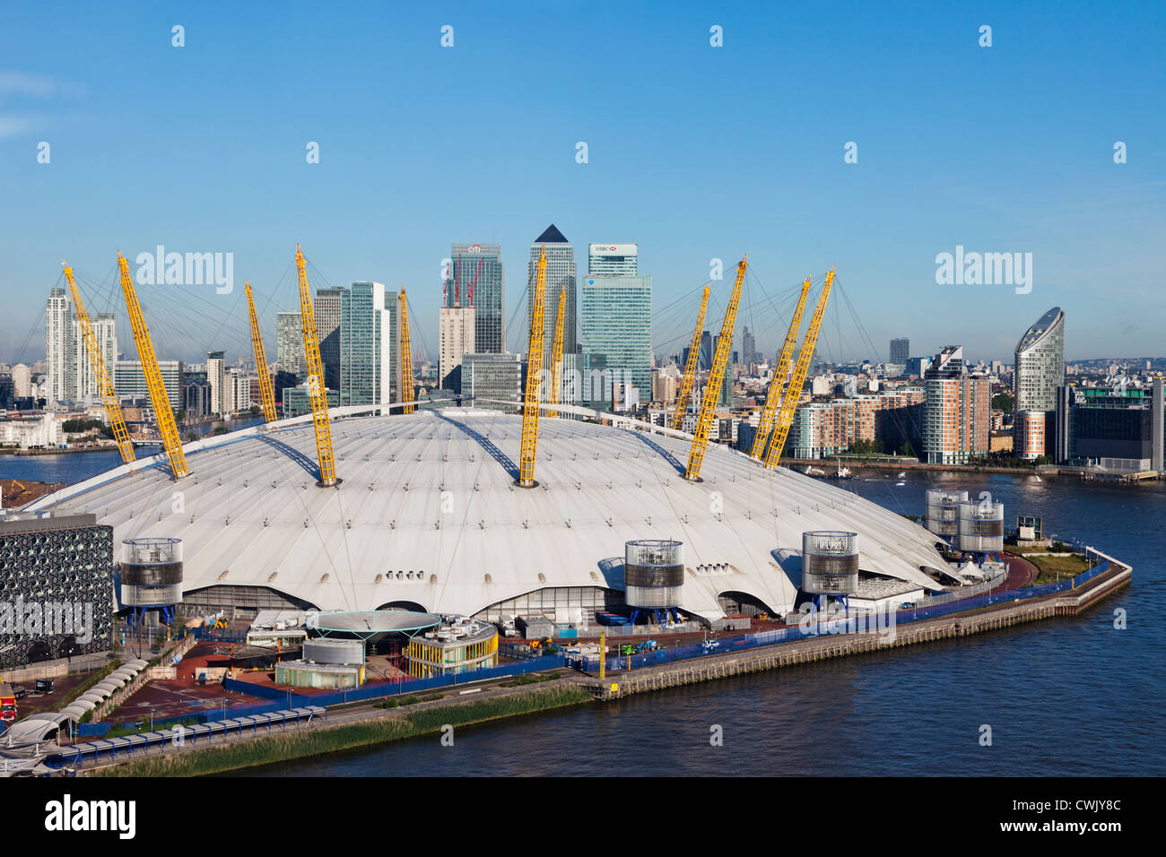 England, London, O2 Arena and Docklands Skyline Stock Photo - Alamy