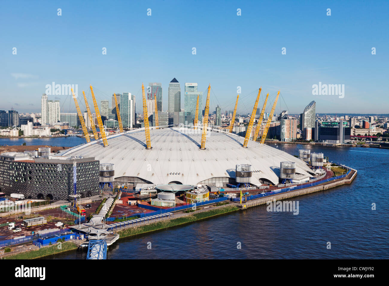 England, London, O2 Arena and Docklands Skyline Stock Photo - Alamy