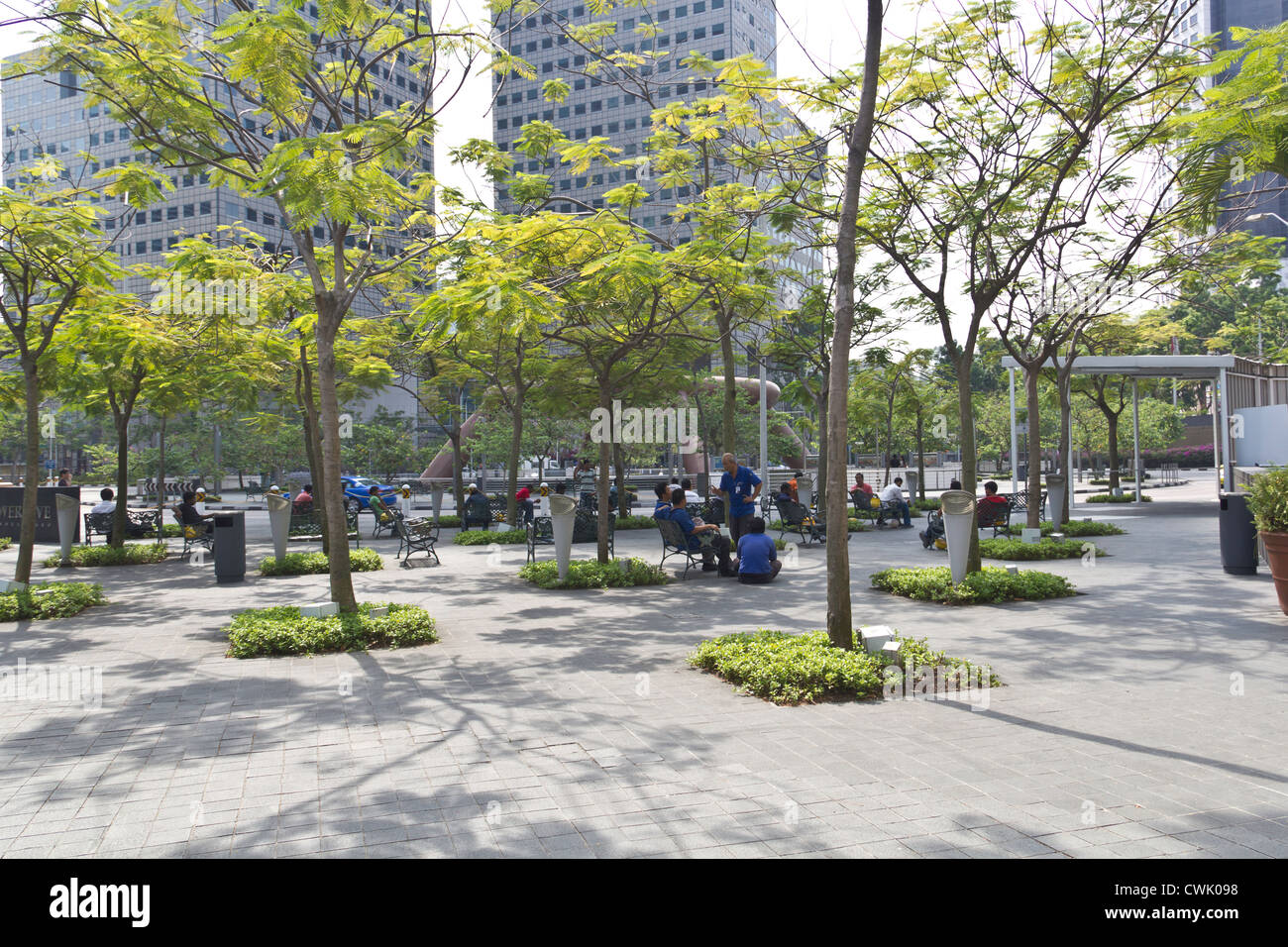 Greenery at the center of the Suntec Mall in Singapore. The Suntec city ...