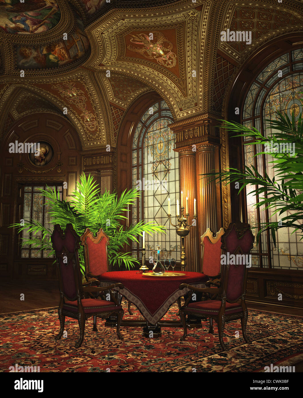 a luxurious dining-room in baroque style Stock Photo - Alamy