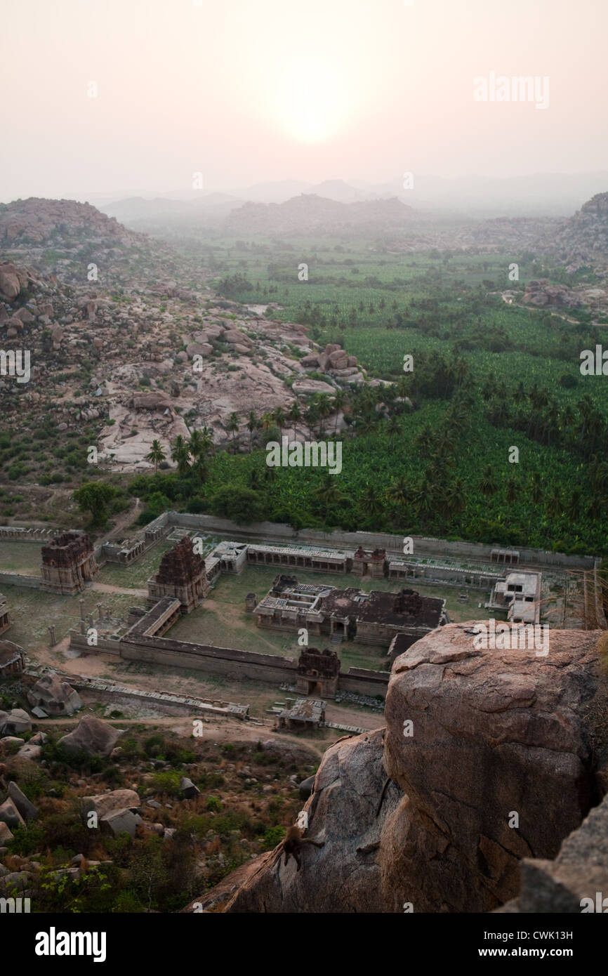 The ruins of Hampi seen from the top of Mathanga Hill in Hampi Stock ...