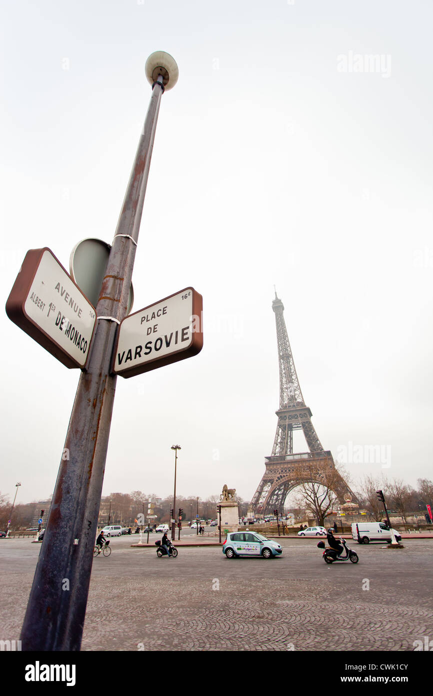 Eiffel Tower and Place de Varsovie, Paris, France, Europe Stock Photo ...