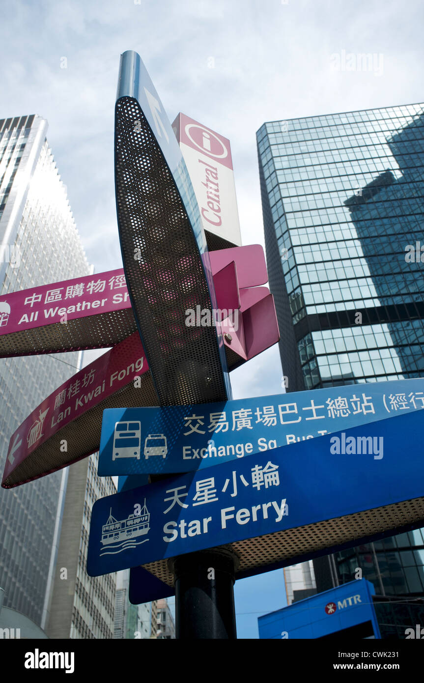 Signpost in Central, Hong Kong Stock Photo - Alamy
