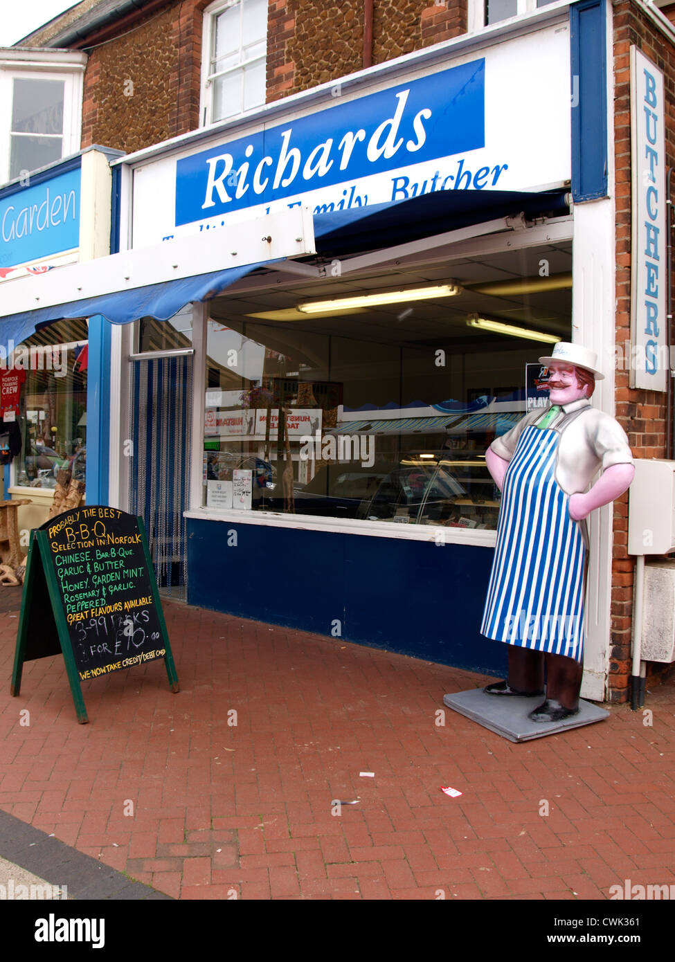 Traditional butchers shop in town centre, Hunstanton, Norfolk, UK Stock ...