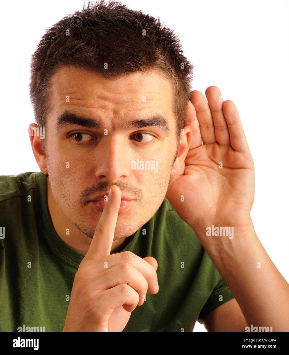 Shushing man close up hi-res stock photography and images - Alamy