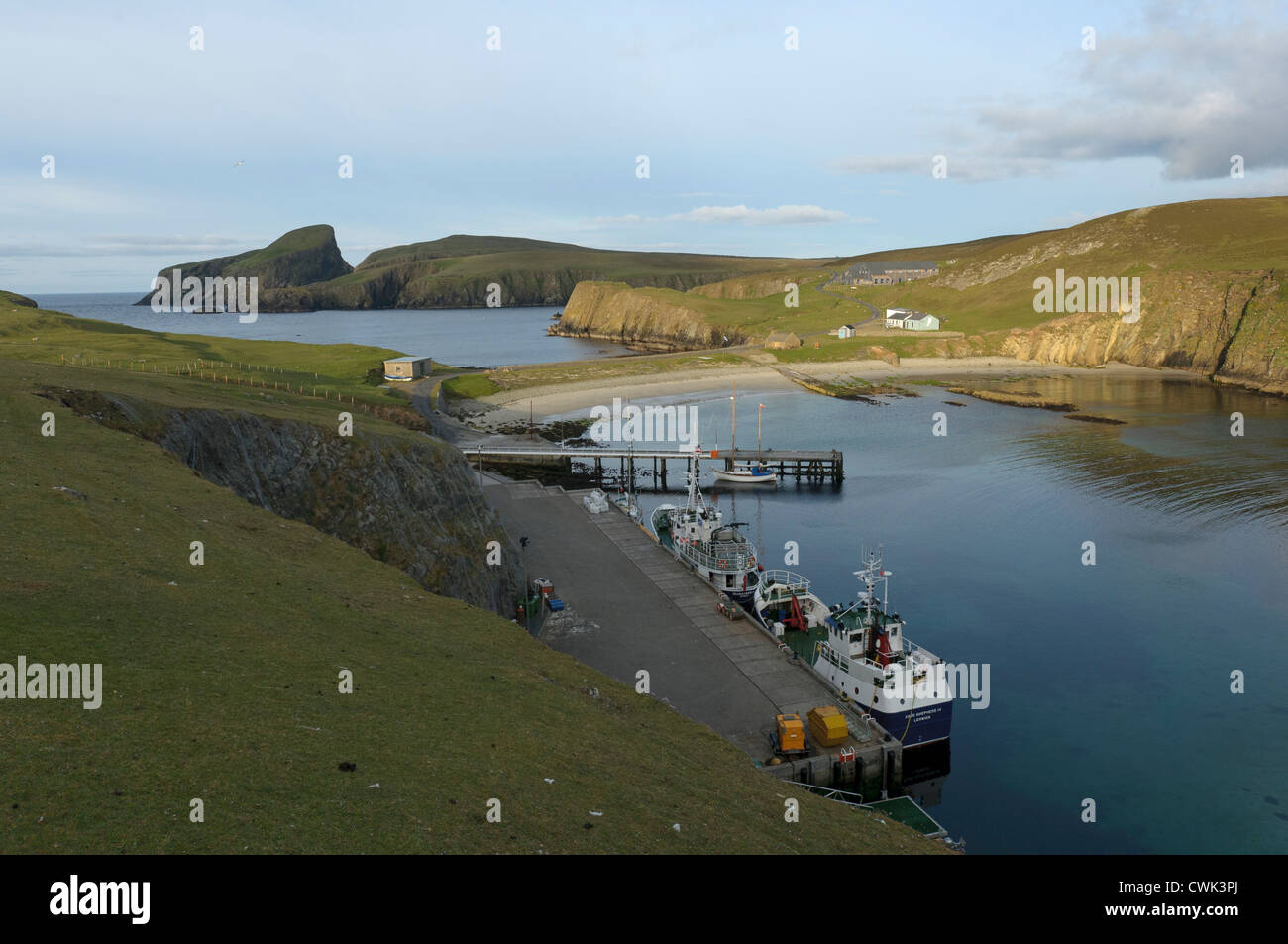 Mail boat Good Shepherd IV on the pier in North Haven on Fair Isle ...