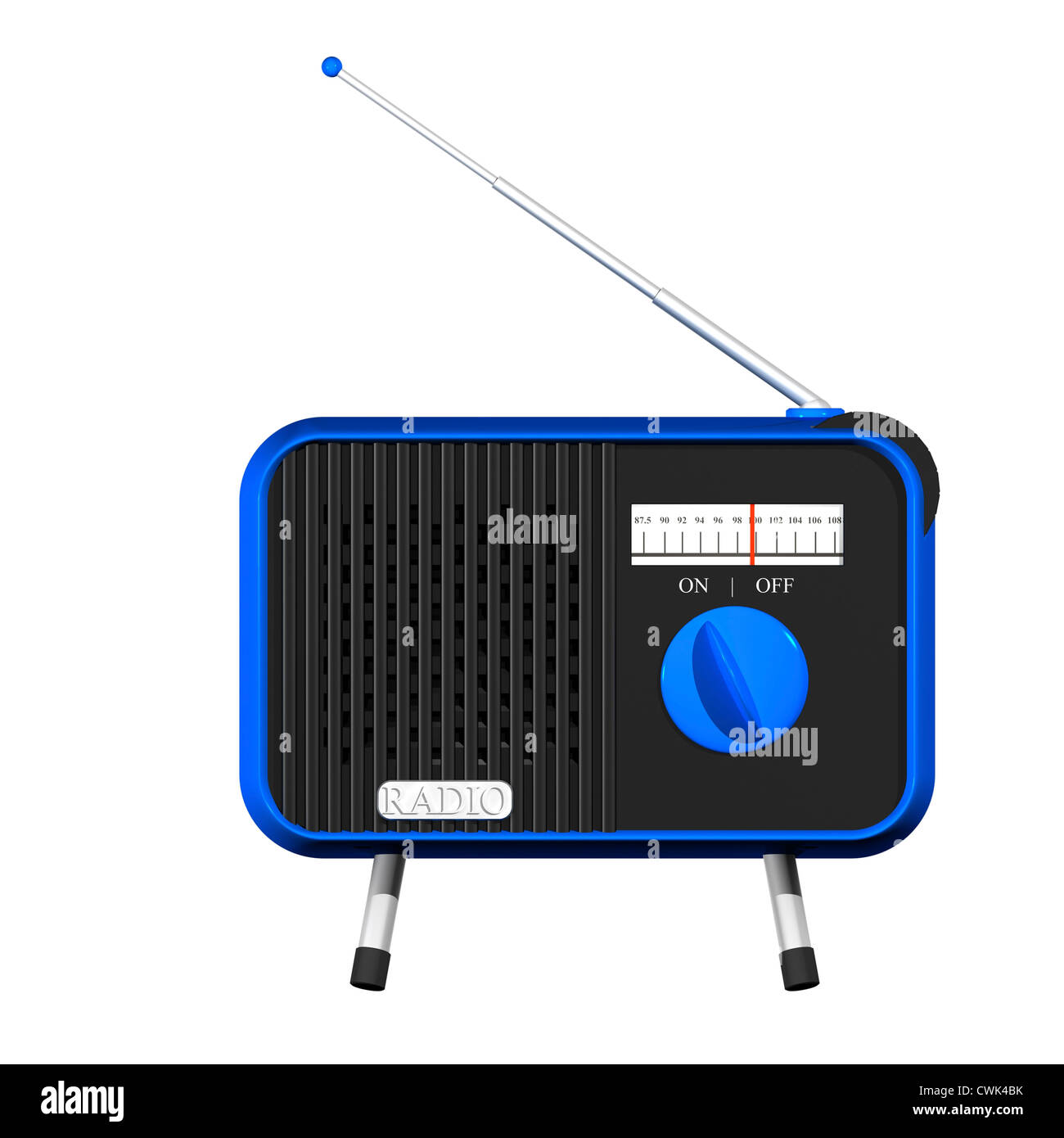 3d illustration of a blue retro radio Stock Photo - Alamy