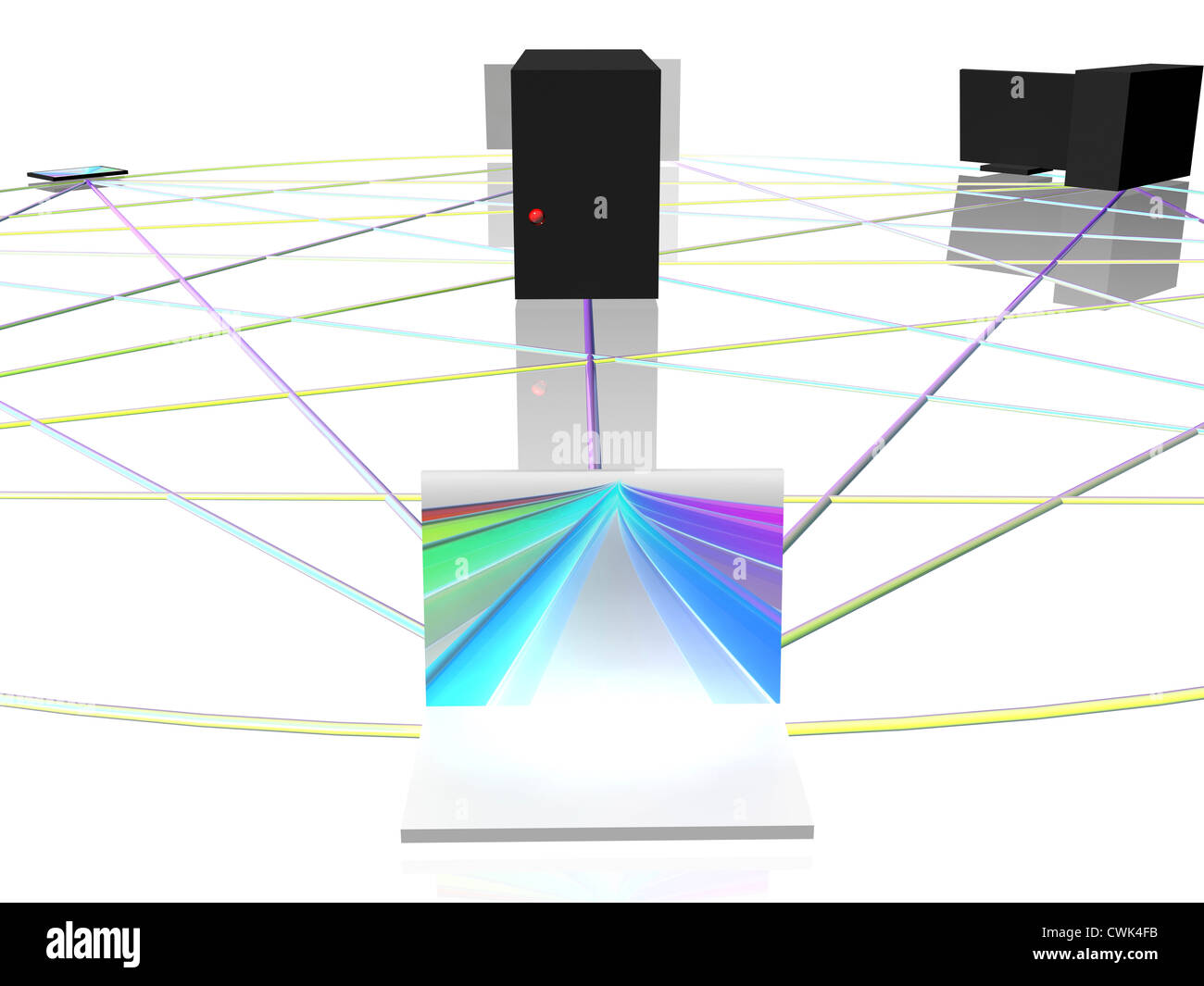 Conceptual computer network in circle Stock Photo - Alamy