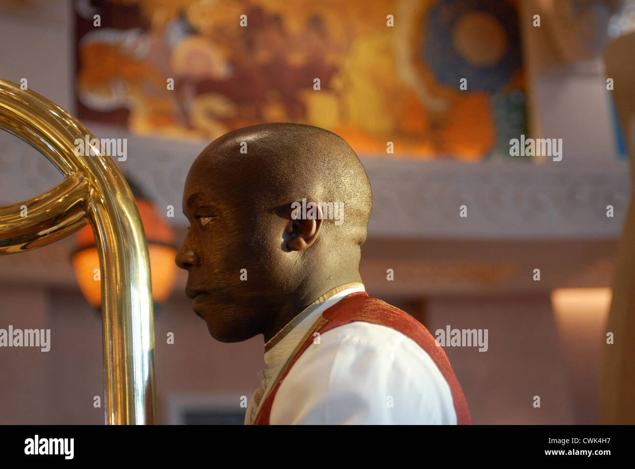 Bellboy in the Atlantis Hotel, The Palm, Dubai, UAE, United Arab ...