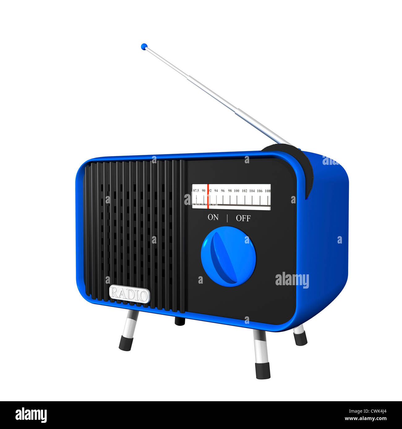 3d illustration of a blue retro radio Stock Photo - Alamy