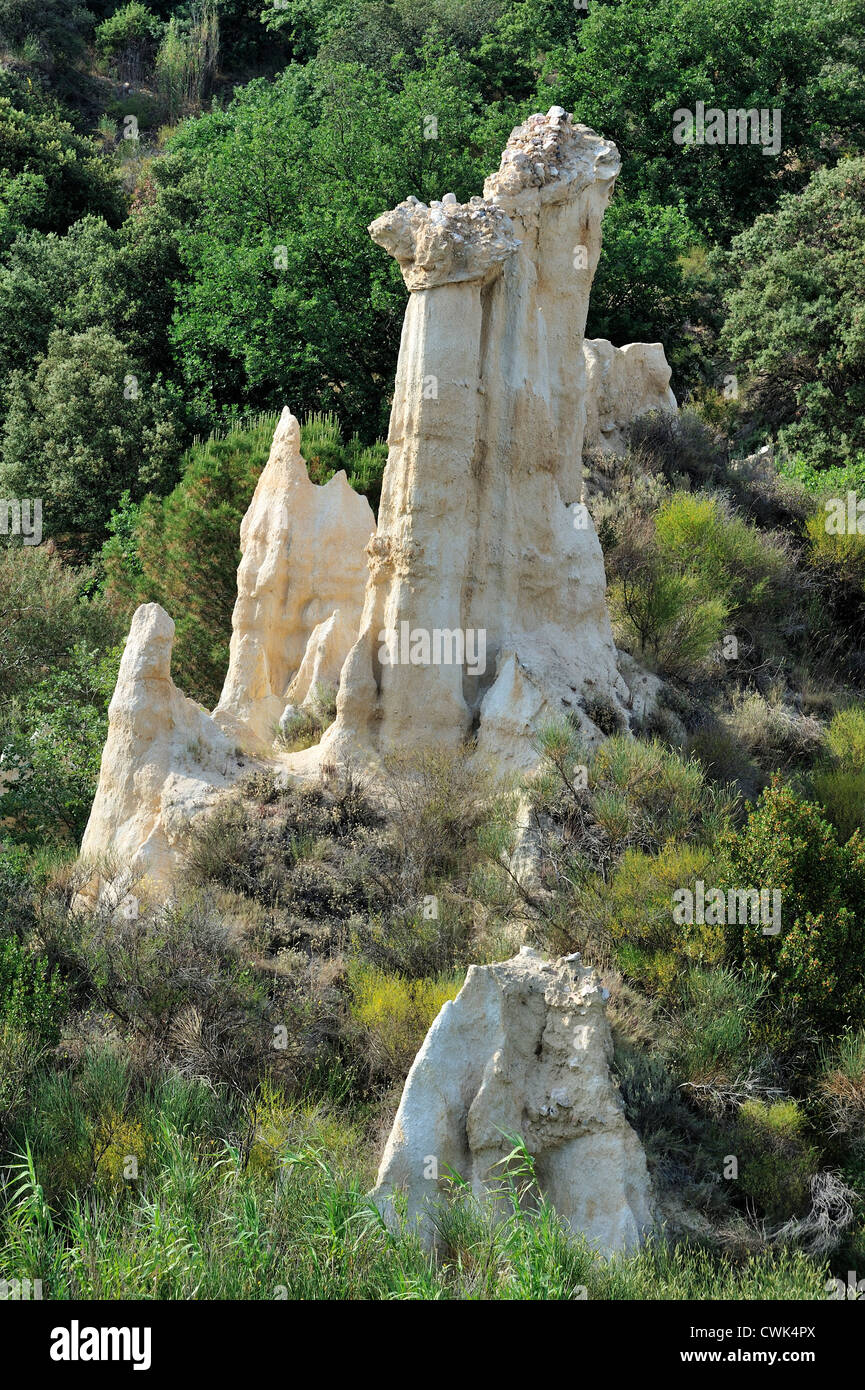 Strange rock formations created by water erosion at the Orgues d'Ille ...