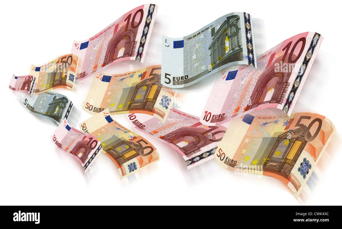 Euro currency - flying banknotes Stock Photo - Alamy