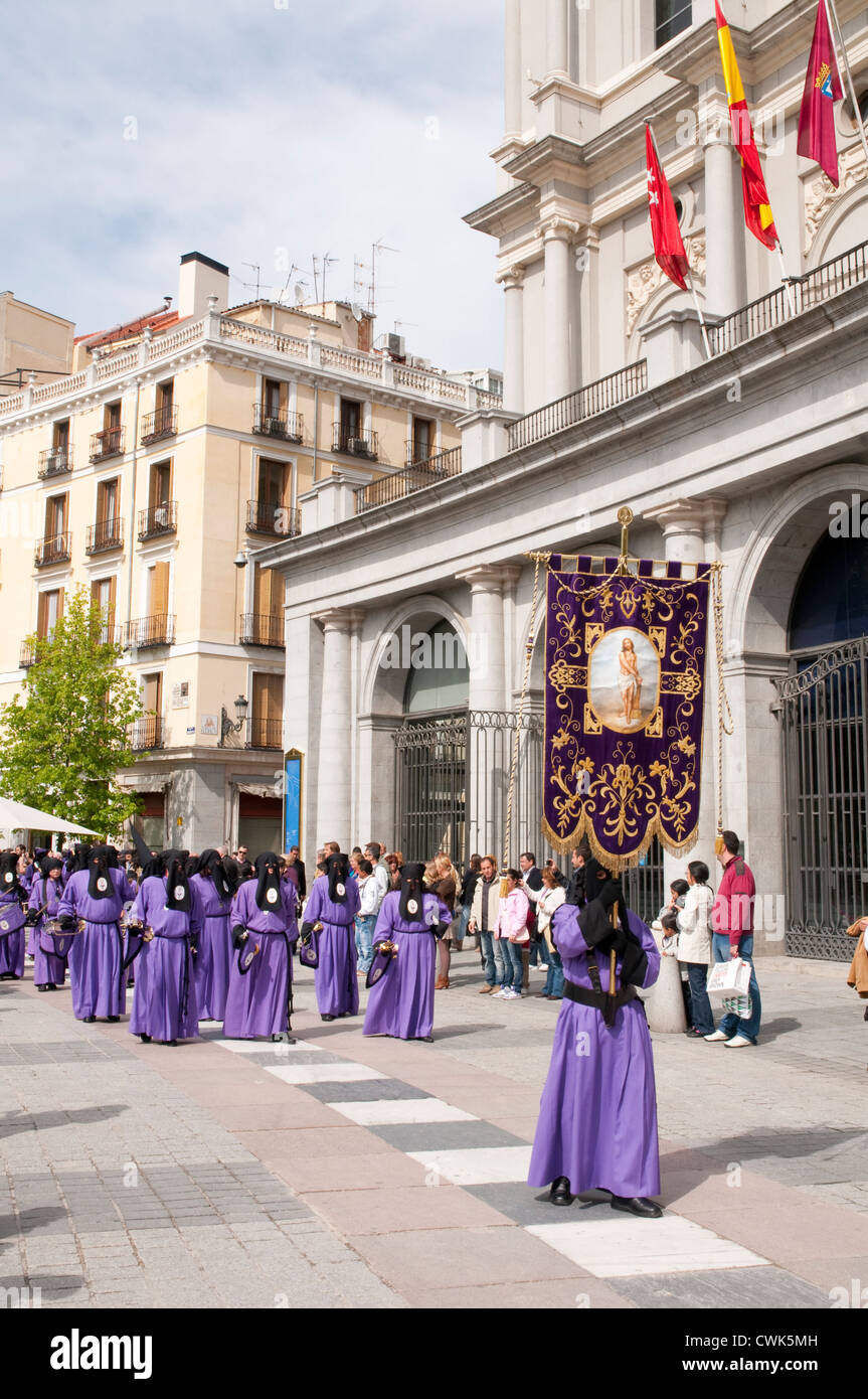La Soledad procession, Holy Week. Plaza de Oriente, Madrid, Spain Stock ...