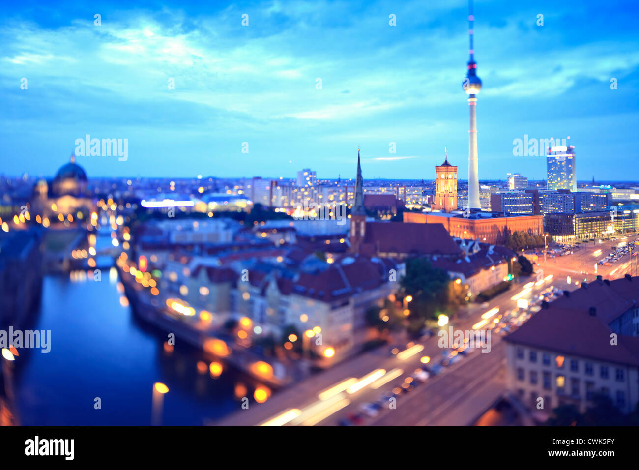 Berlin cathedral berlin television tower night hi-res stock photography ...