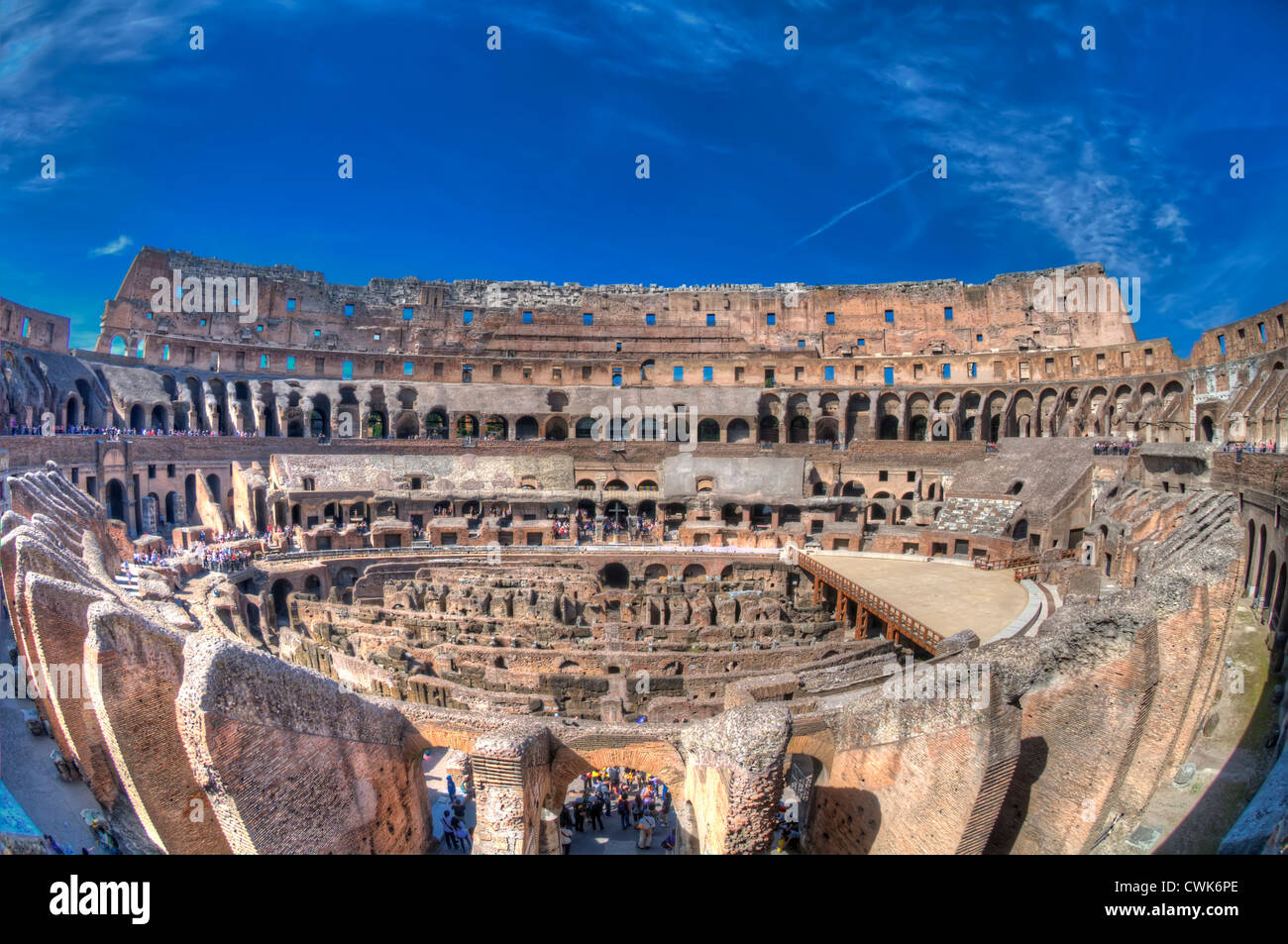 HDR Fisheye of The Colosseum arena, showing the hypogeum. Rome, Italy ...