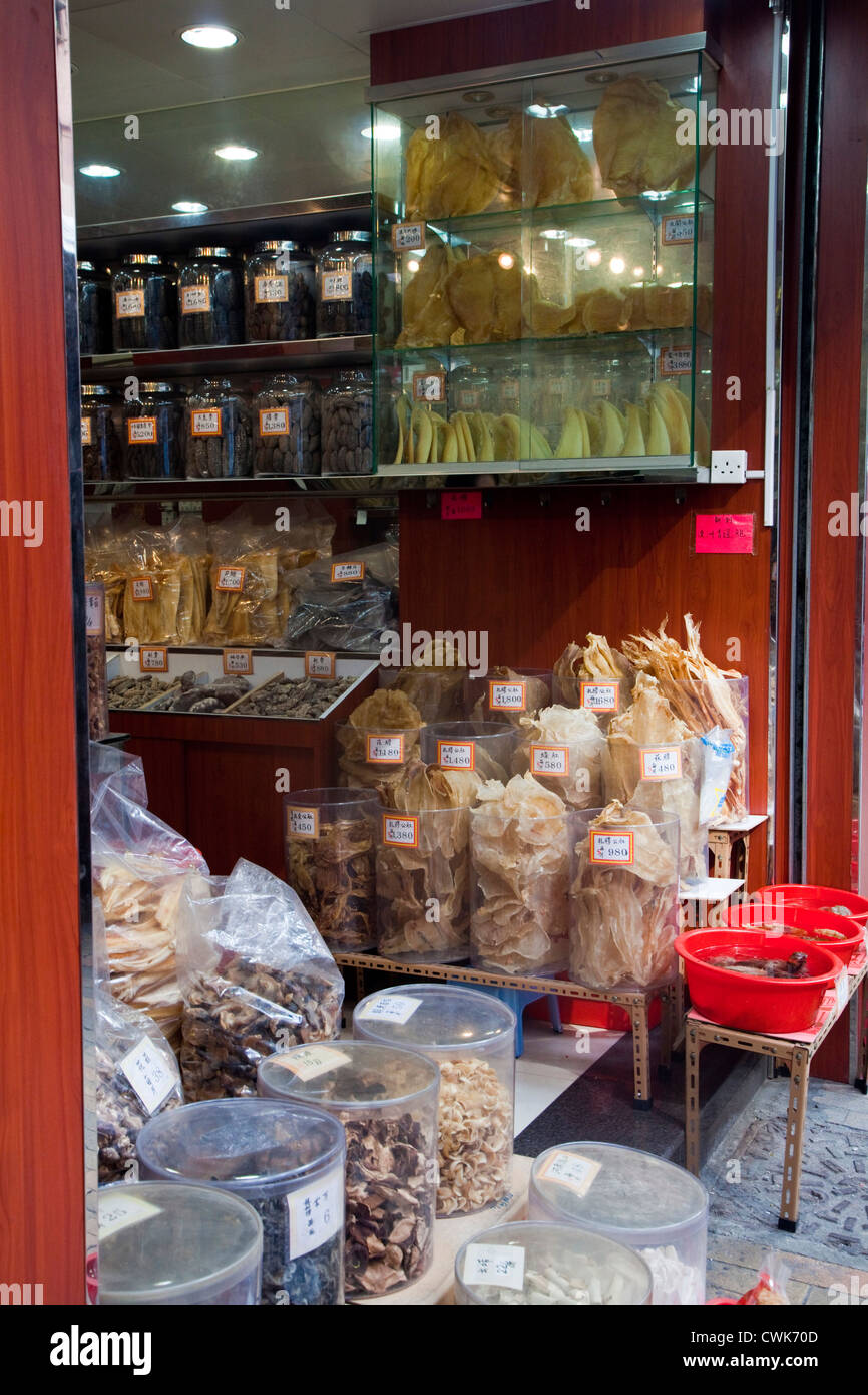 Asia, China, Hong Kong. Dried food store selling specialty items ...