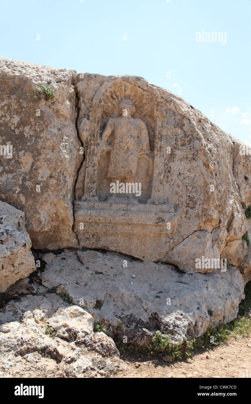 Sun God Shamash on the sacred hill,Sabians pagan site of Sumatar or ...